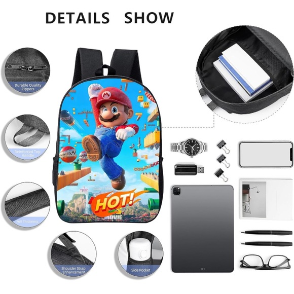 Nintendo | Other | New Cartoon Backpack 3pc Set Game Backpack Pencil ...